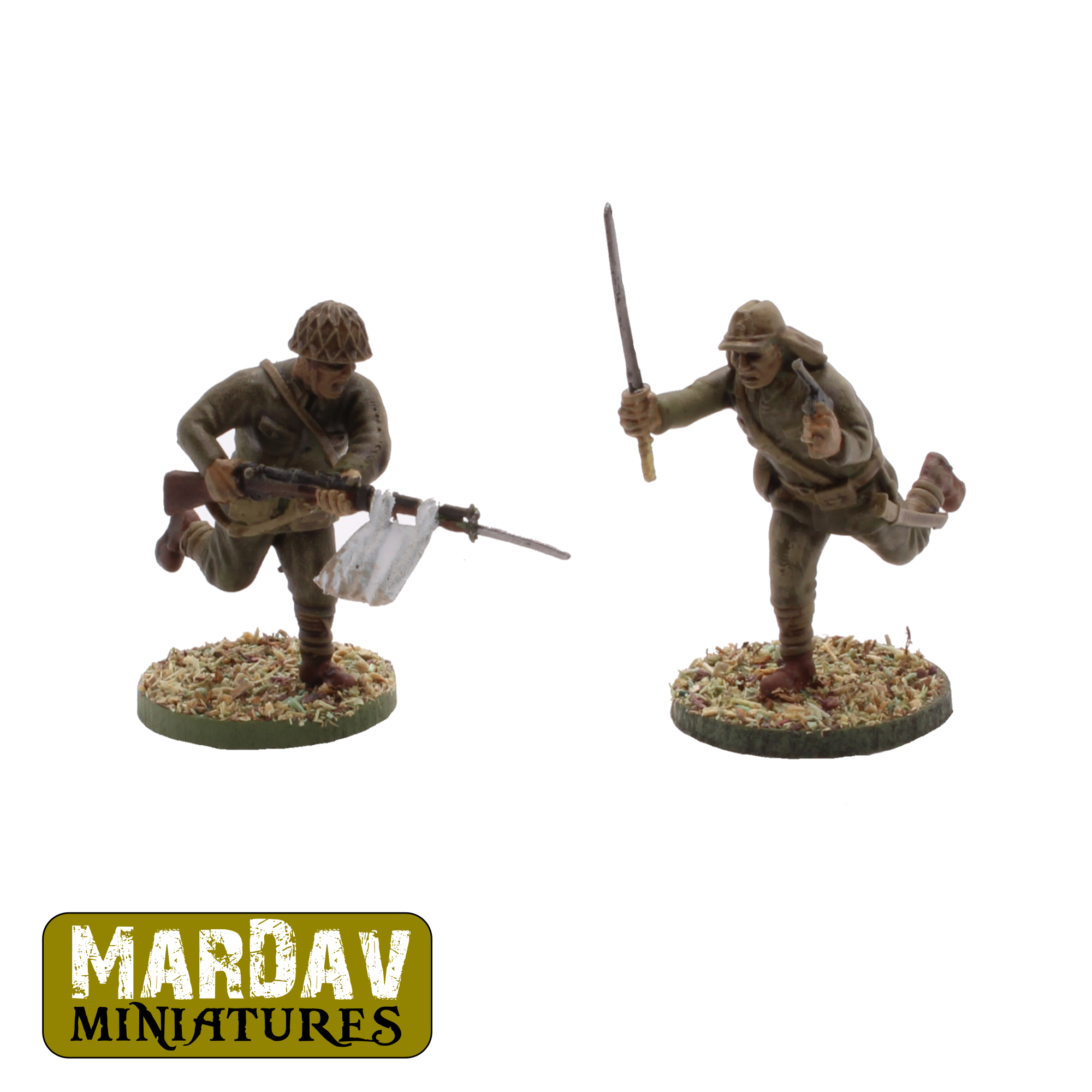 Charging "Banzai" Officer team (Japanese) - MarDav Miniatures